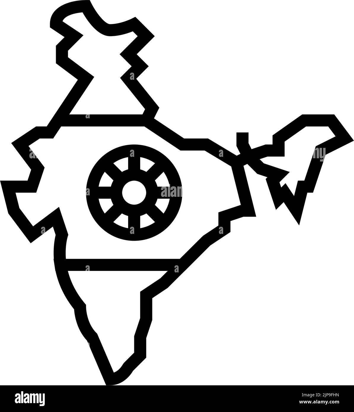 india country map flag line icon vector illustration Stock Vector Image ...