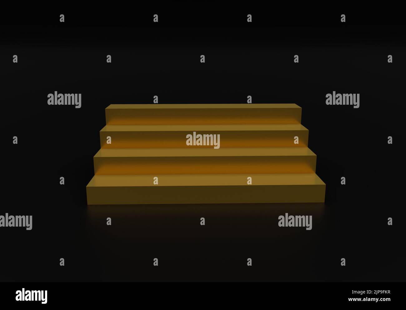 3d rendering of golden stairs realistic illustration on black ...