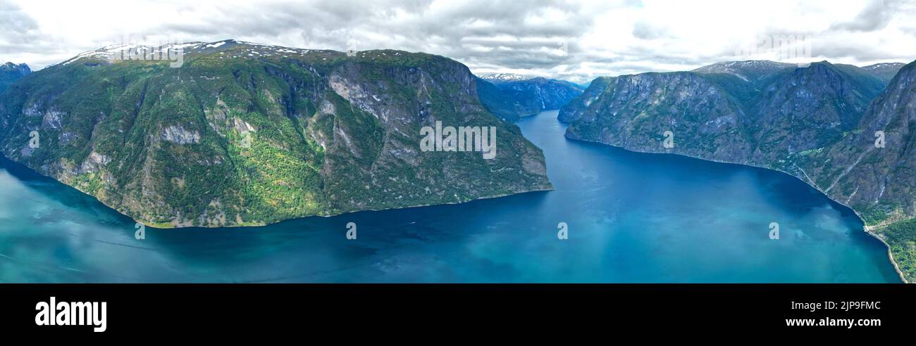 Norway beautiful fjord bay extra wide panorama in summer Europe Stock ...
