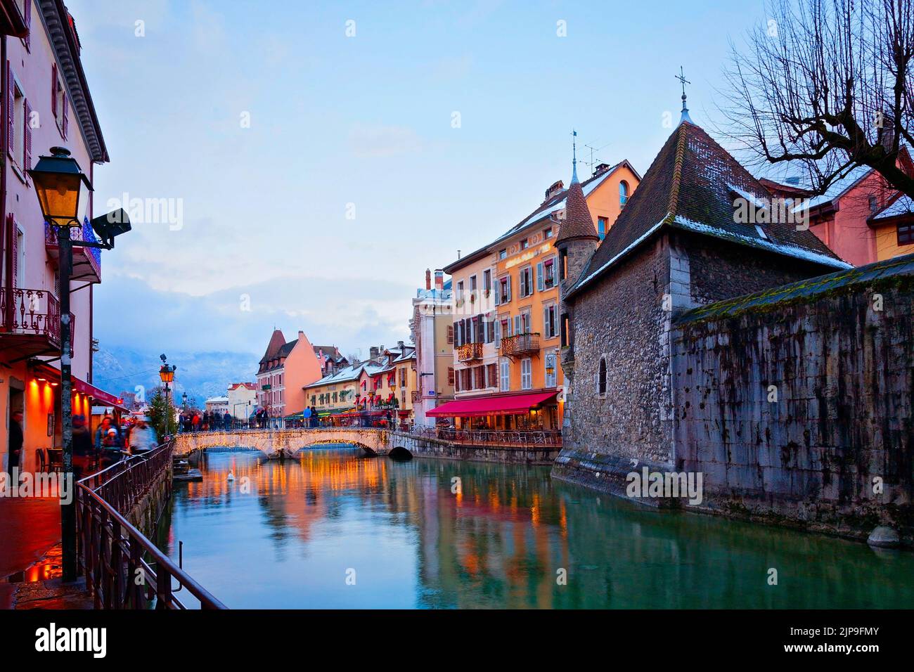 Medieval City Annecy in French Alps in winter during twilight, France ...
