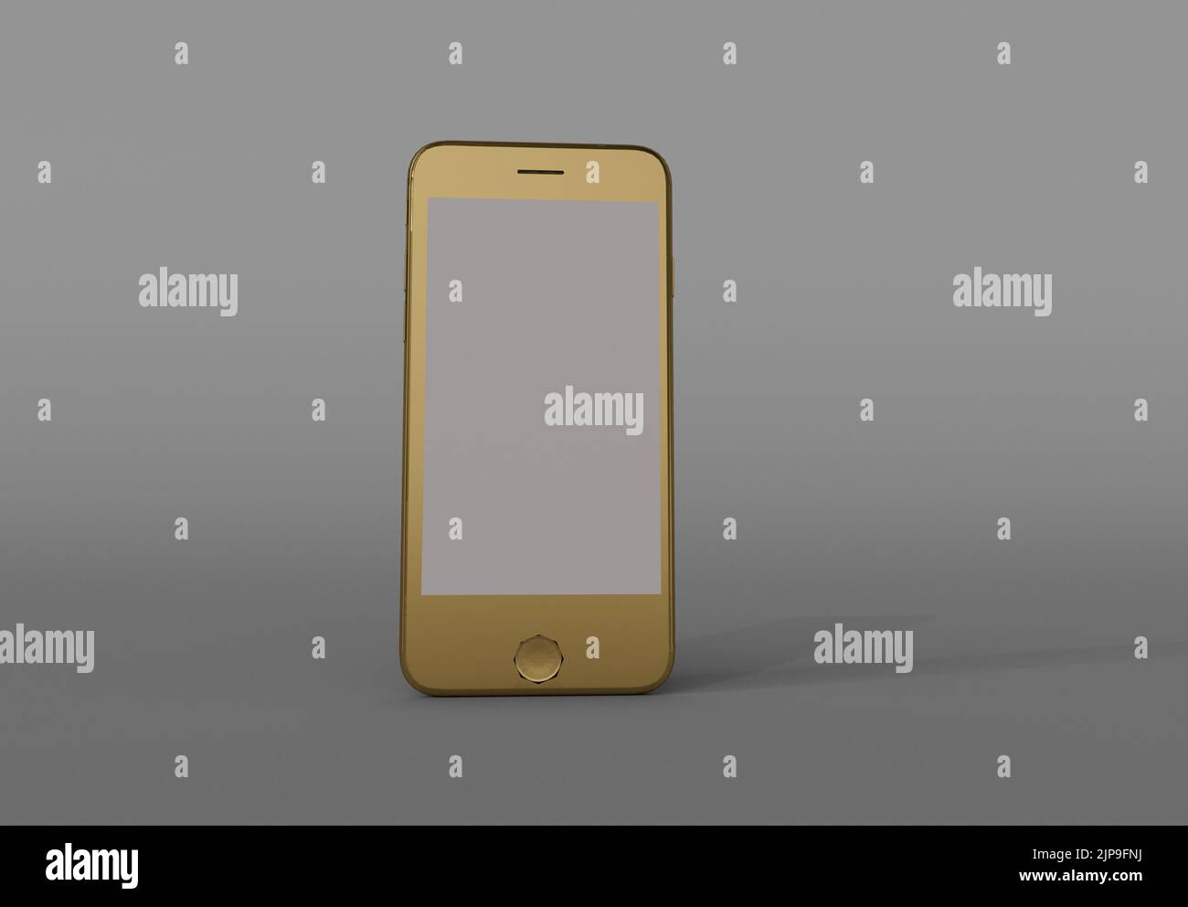 3d rendering of gold color smartphone with white screen , design ...
