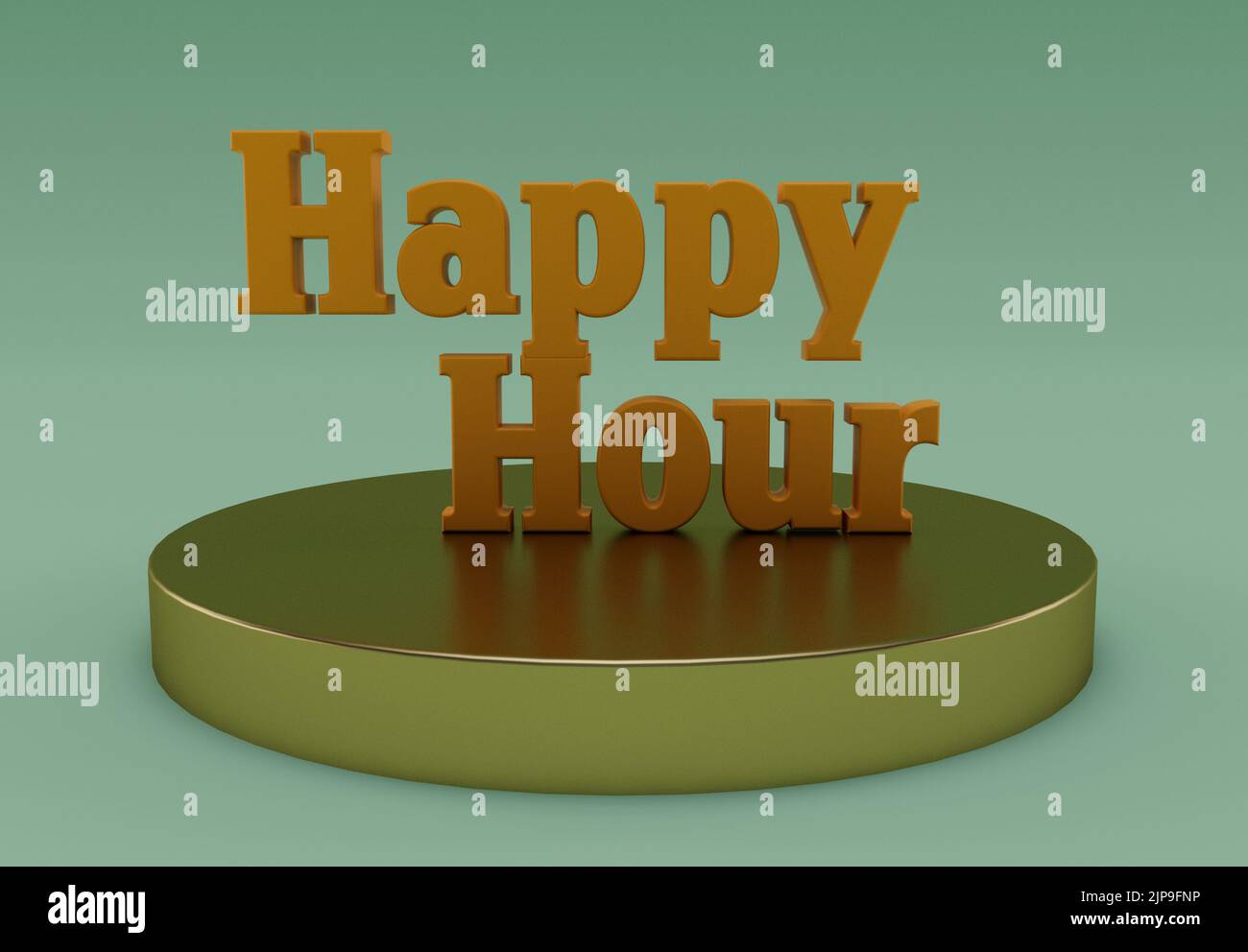 Happy Hour gold color, 3d rendering of happy hour at the bar, minimal ...