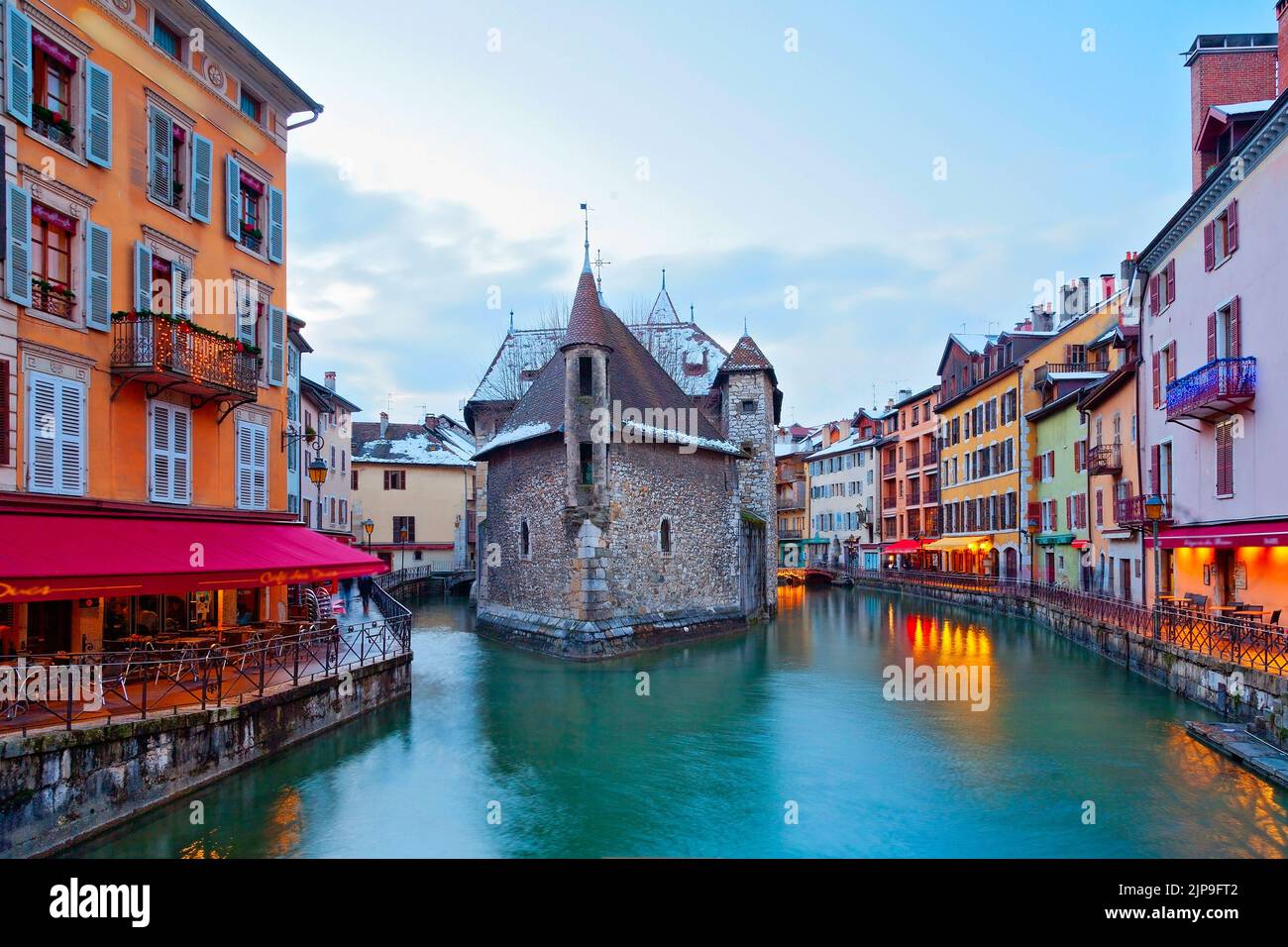 Medieval City Annecy in French Alps in winter during twilight, France ...