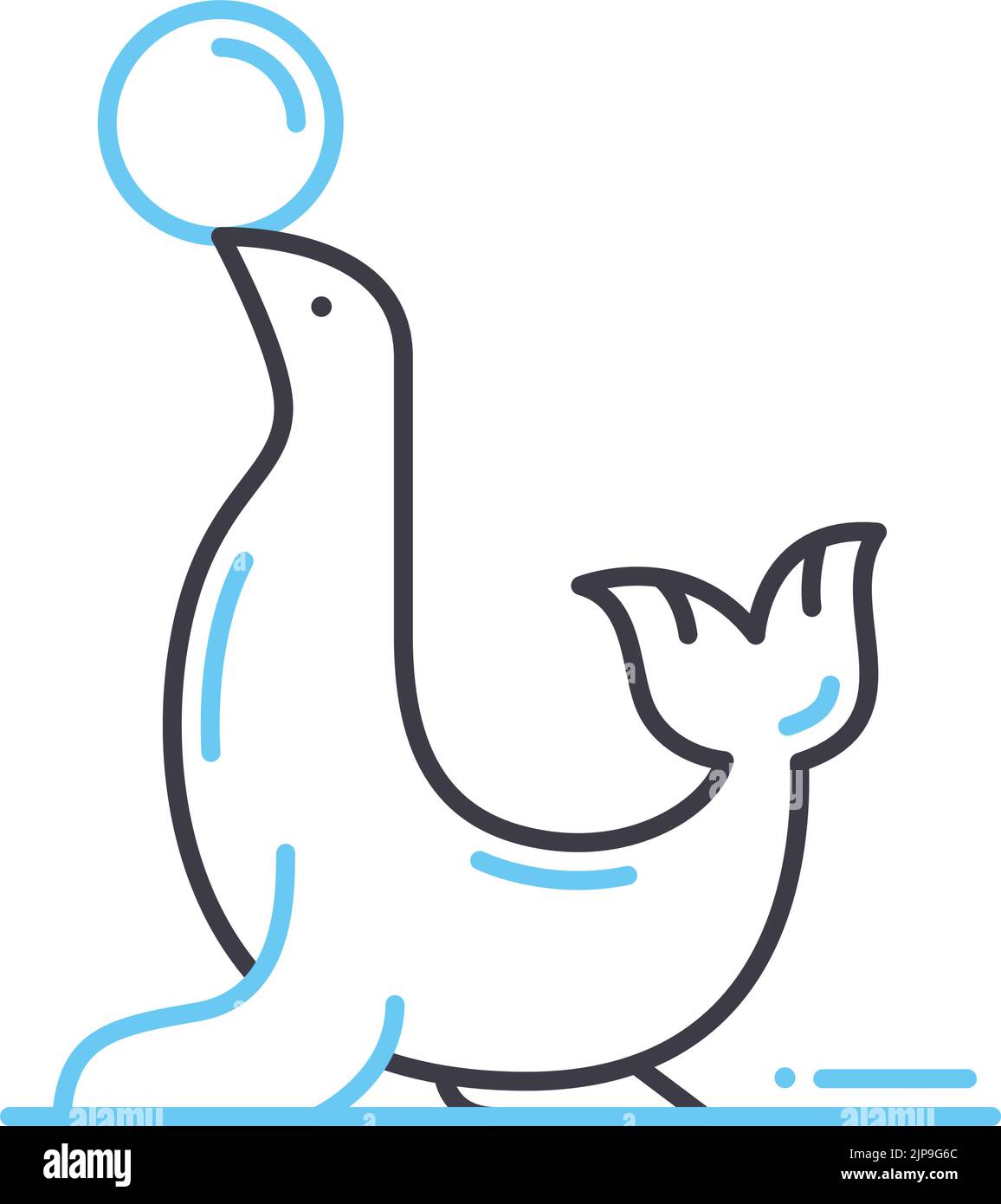 sea calf line icon, outline symbol, vector illustration, concept sign ...