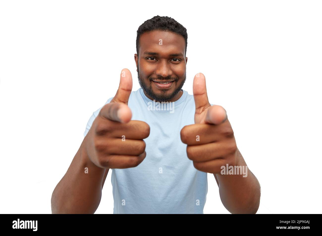 smiling african american man pointing to camera Stock Photo - Alamy