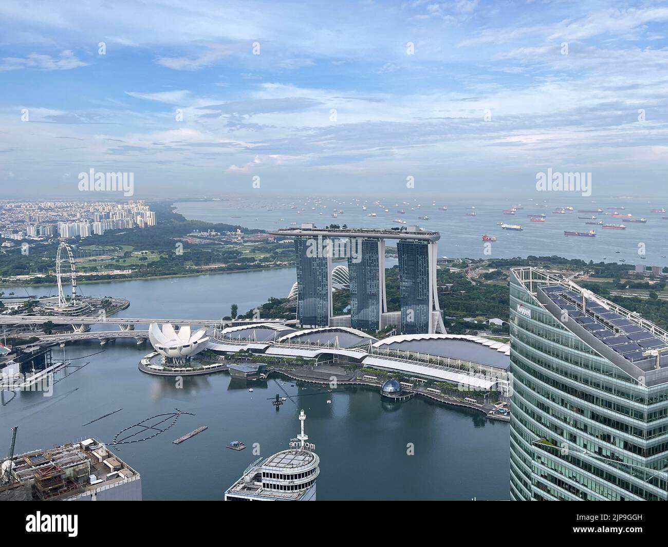 An aerial view of the famous Marina Bay Sands in the city of Singapore ...