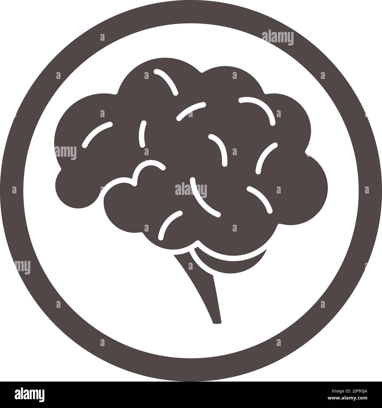 Human brain icon. Black round mind symbol Stock Vector Image & Art - Alamy