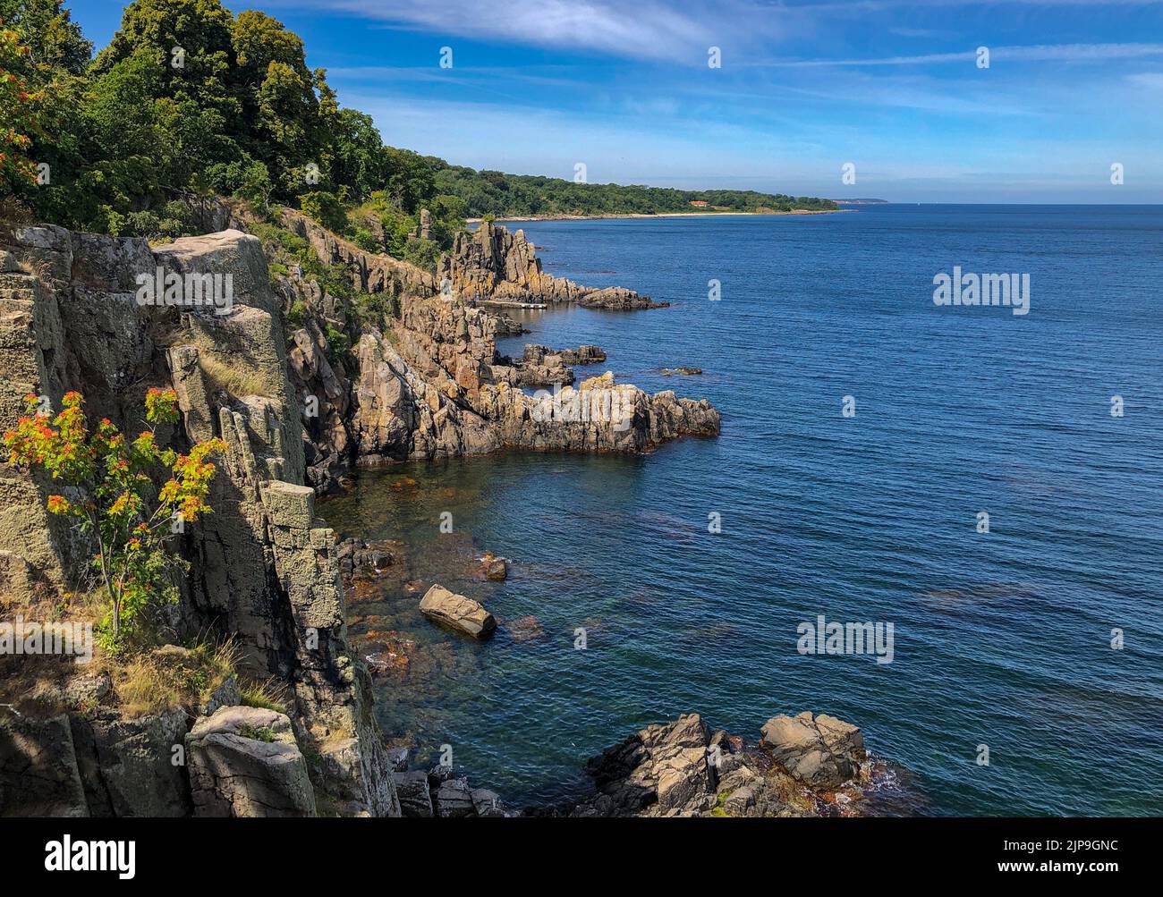 Gudhjem, Denmark. 02nd Aug, 2022. The rock formation ...