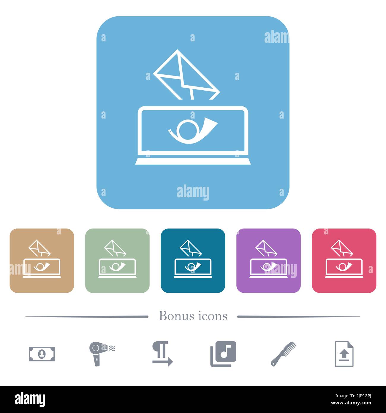 Sending mail outline white flat icons on color rounded square ...