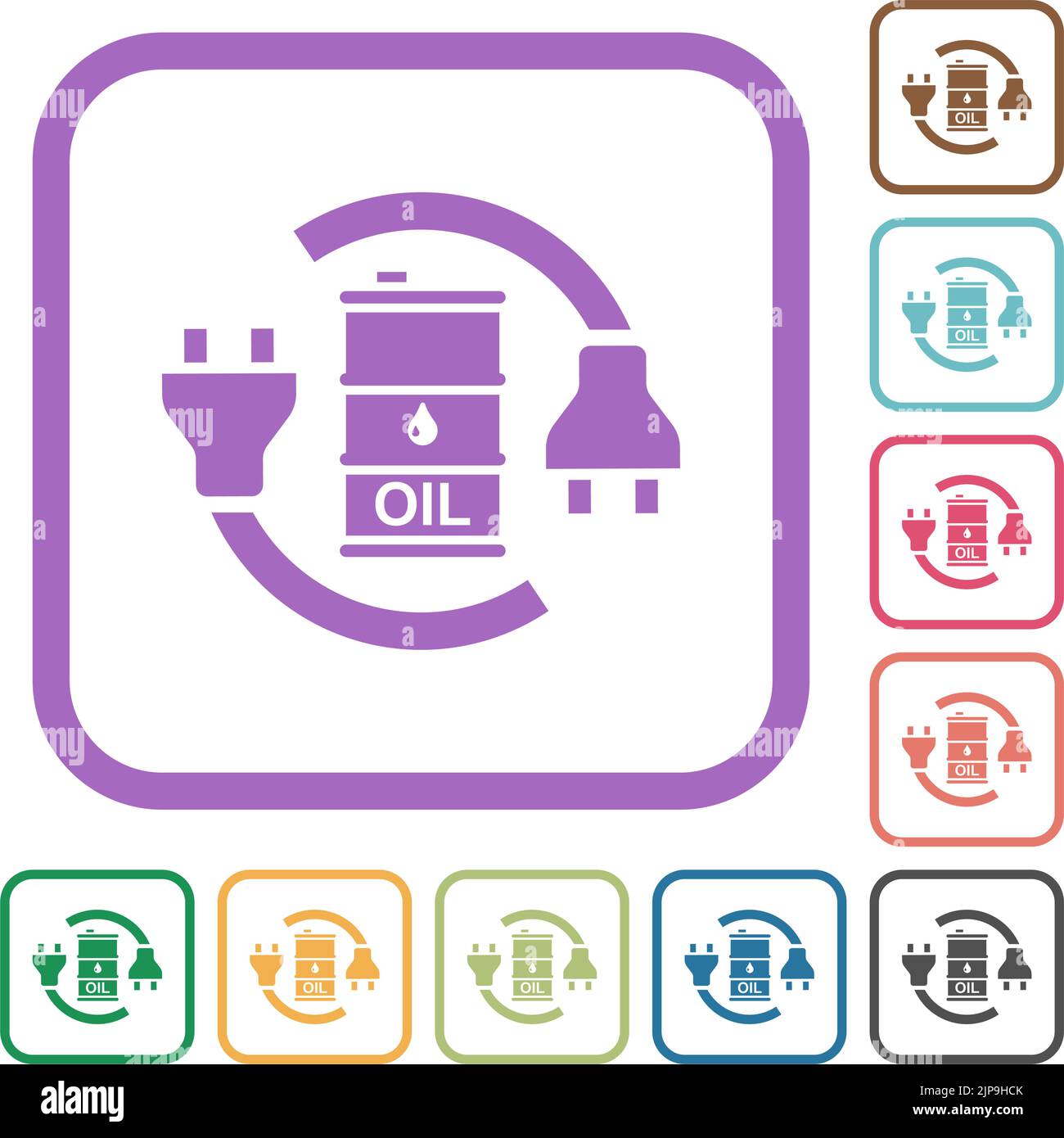 Oil energy simple icons in color rounded square frames on white ...