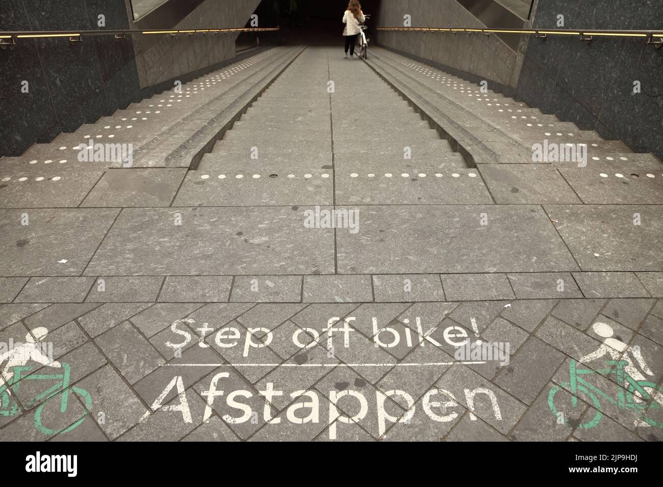 Entrance to underground bicycle park, Amsterdam, Netherlands Stock ...