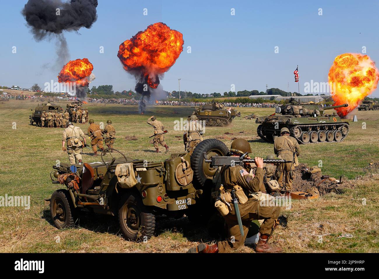 A WW2 battle scene from a reenactment at the Yorkshire Wartime ...