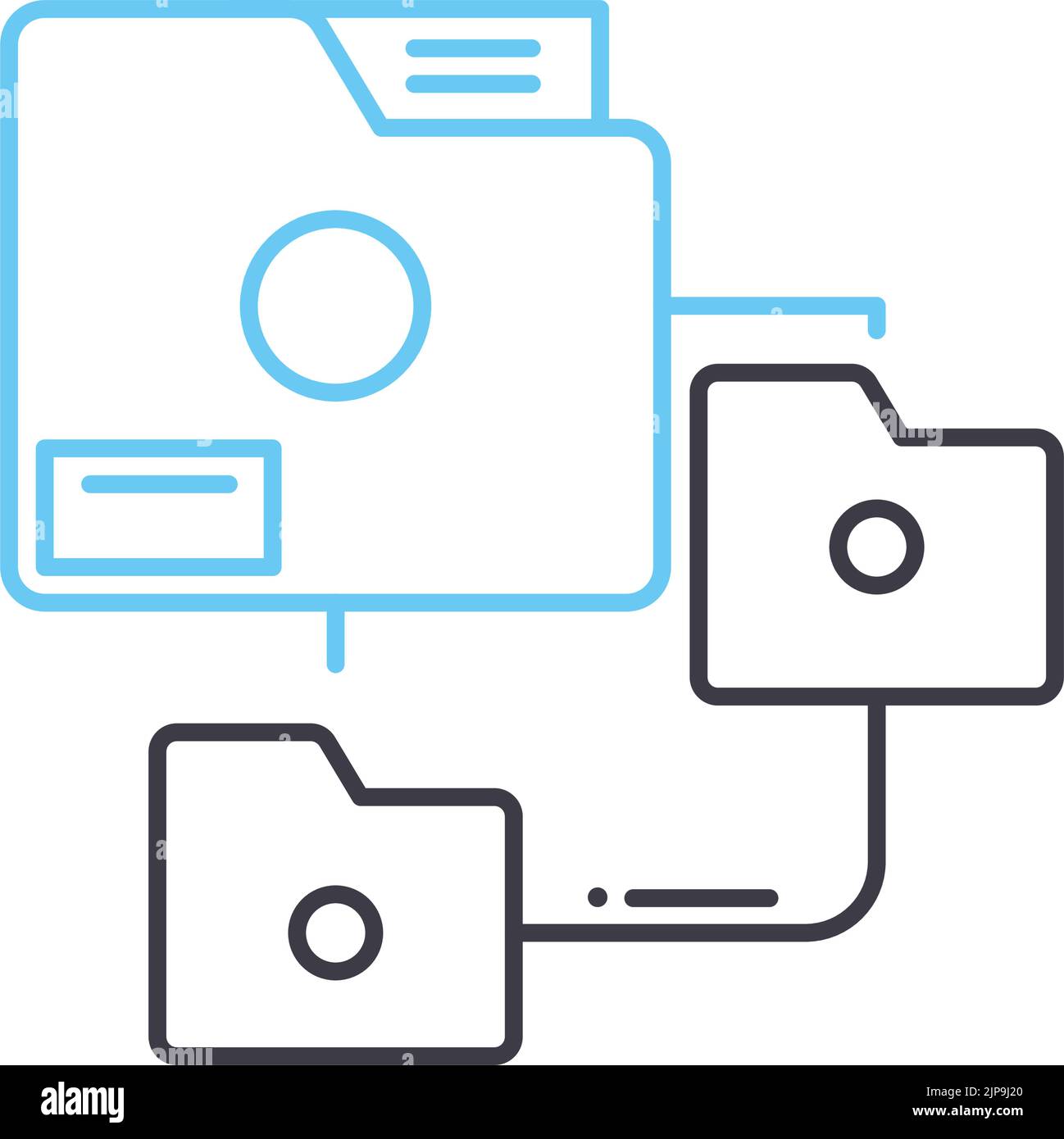 network folders line icon, outline symbol, vector illustration, concept ... network folders line icon, outline symbol, vector illustration, concept ...