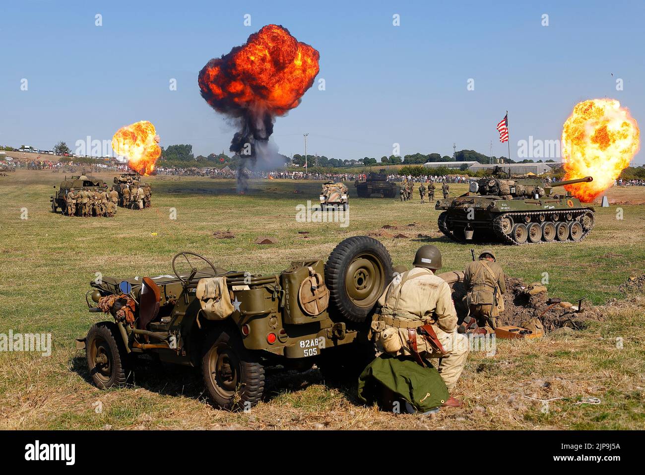 A WW2 battle scene from a reenactment at the Yorkshire Wartime ...