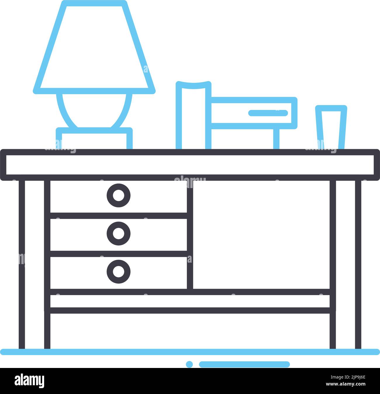 table lamp line icon, outline symbol, vector illustration, concept sign ...