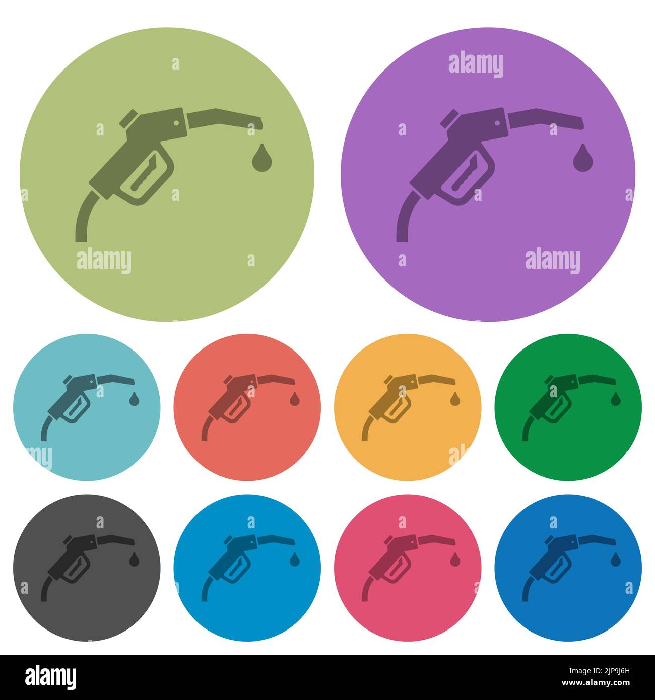 Gasoline pump fuel nozzle solid darker flat icons on color round background Stock Vector Image ...