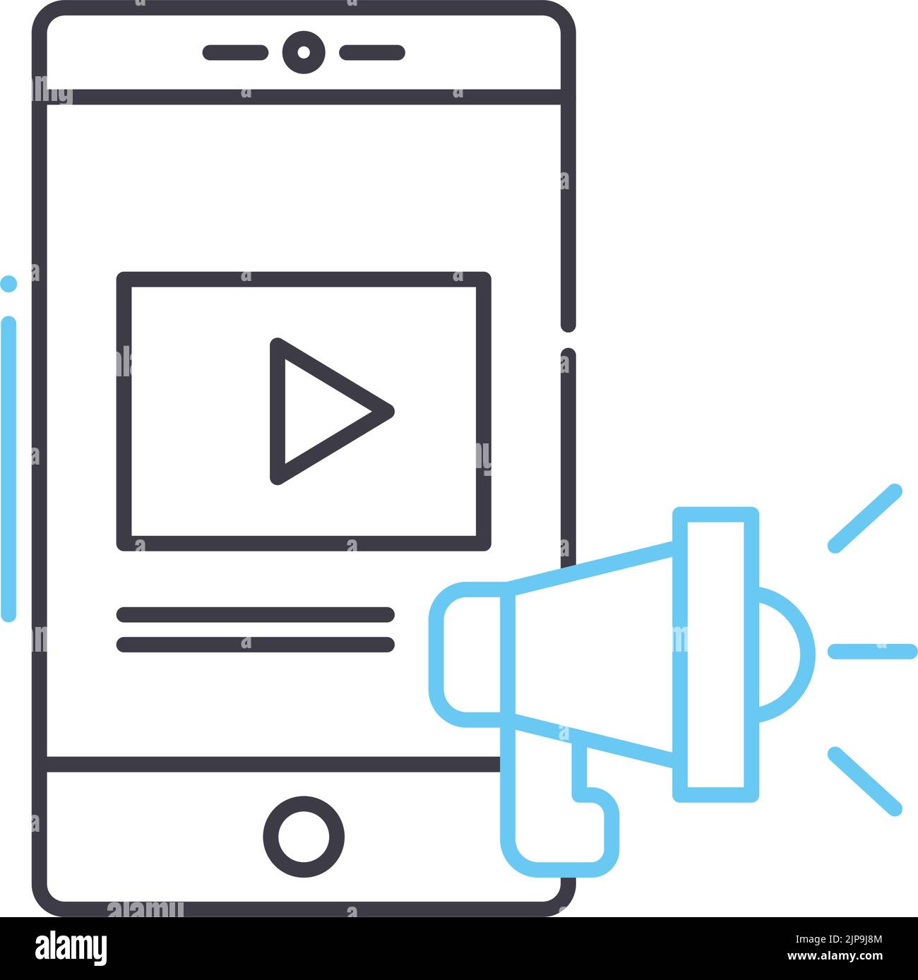 media broadcast line icon, outline symbol, vector illustration, concept ...