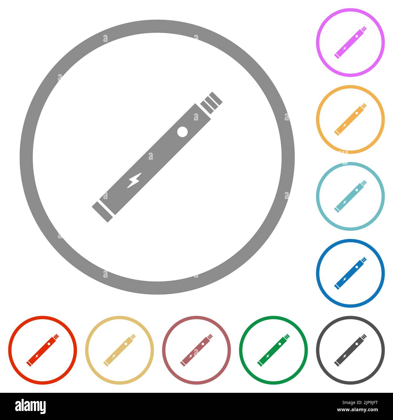 Electronic cigarette solid flat color icons in round outlines on white background Stock Vector ...