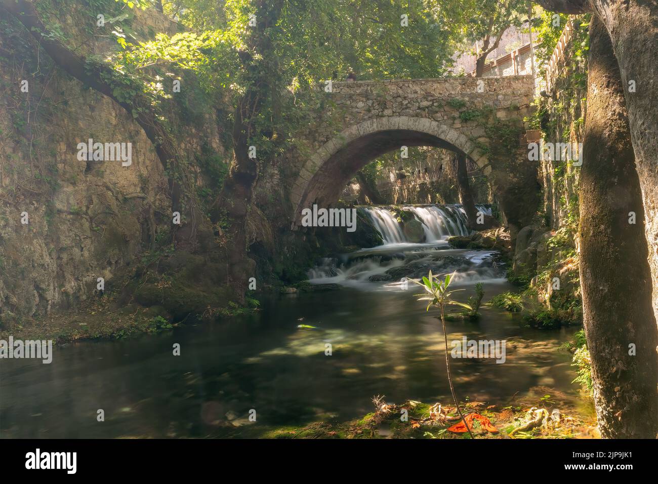 Long exposure at the bridge of Kria in Livadeia in Greece Stock Photo ...