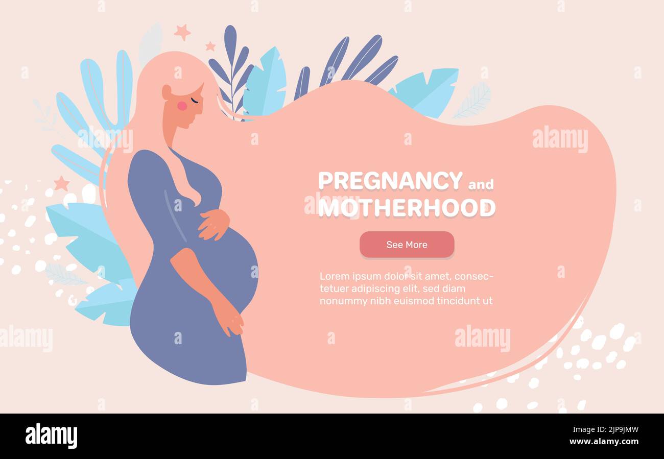 Modern beautiful pregnancy and maternity banner. Pregnant woman on a ...