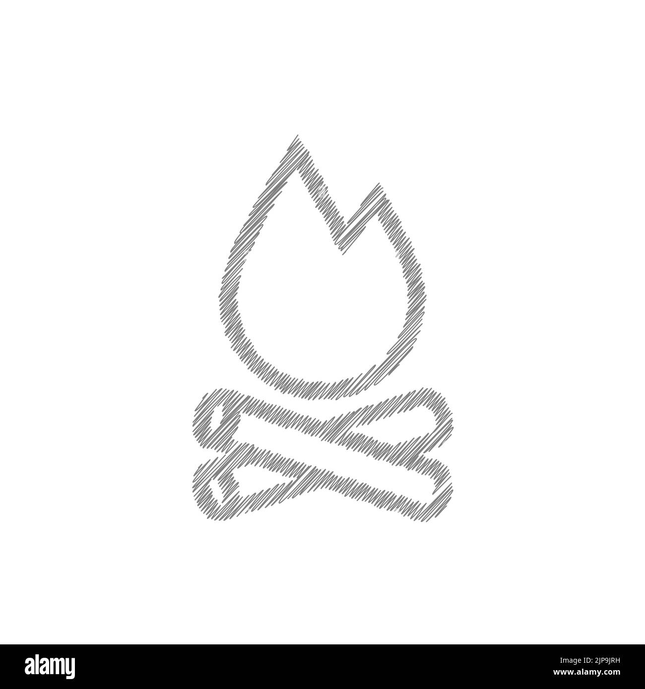 Bonfire grey sketch vector icon. Fire flame silhouette Stock Vector ...