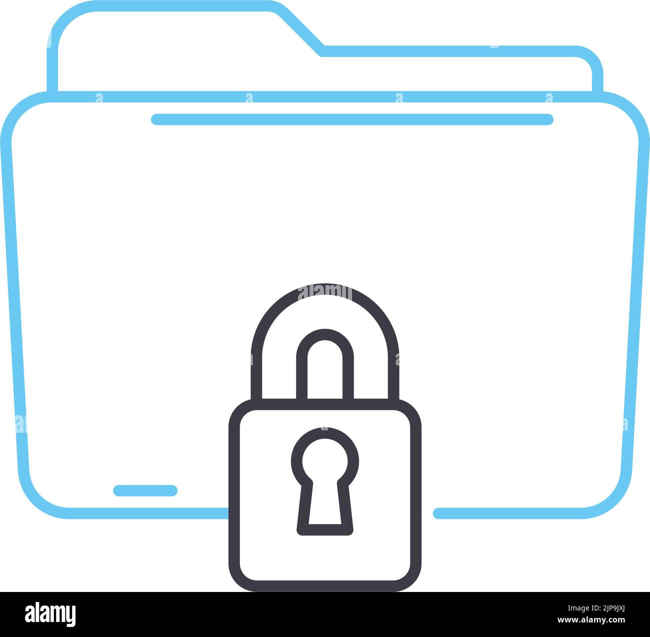locked folder line icon, outline symbol, vector illustration, concept ...