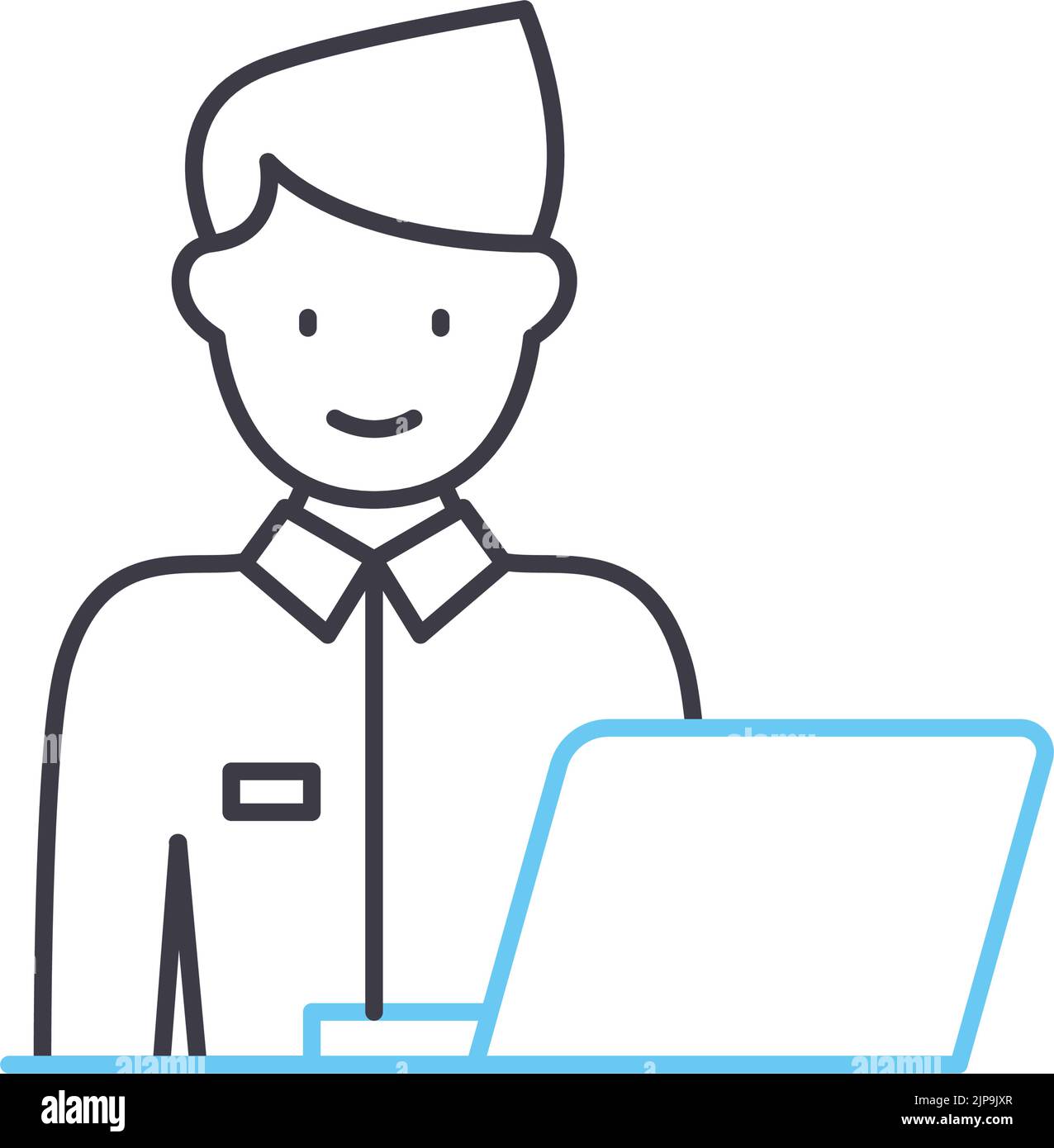 working man at laptop line icon, outline symbol, vector illustration ... working man at laptop line icon, outline symbol, vector illustration ...