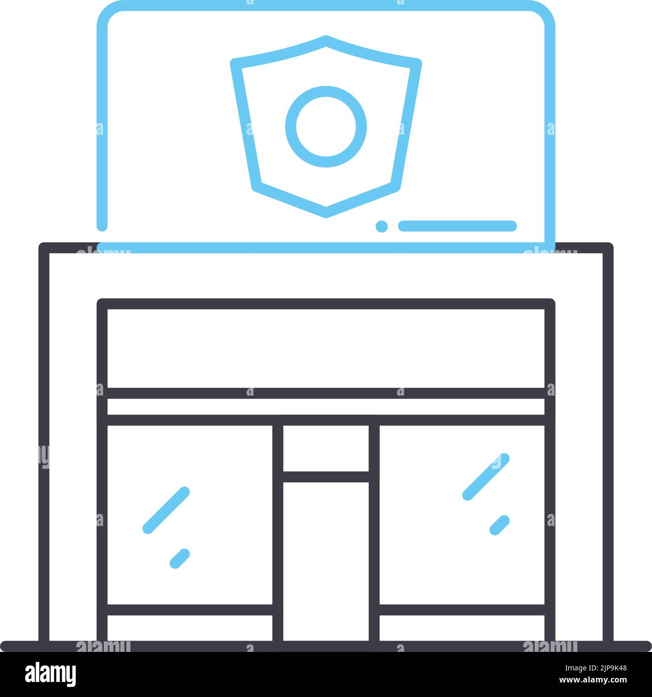 police station line icon, outline symbol, vector illustration, concept ...