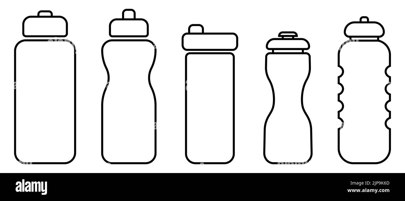 Water line bottle icons. Vector illustration isolated on white ...
