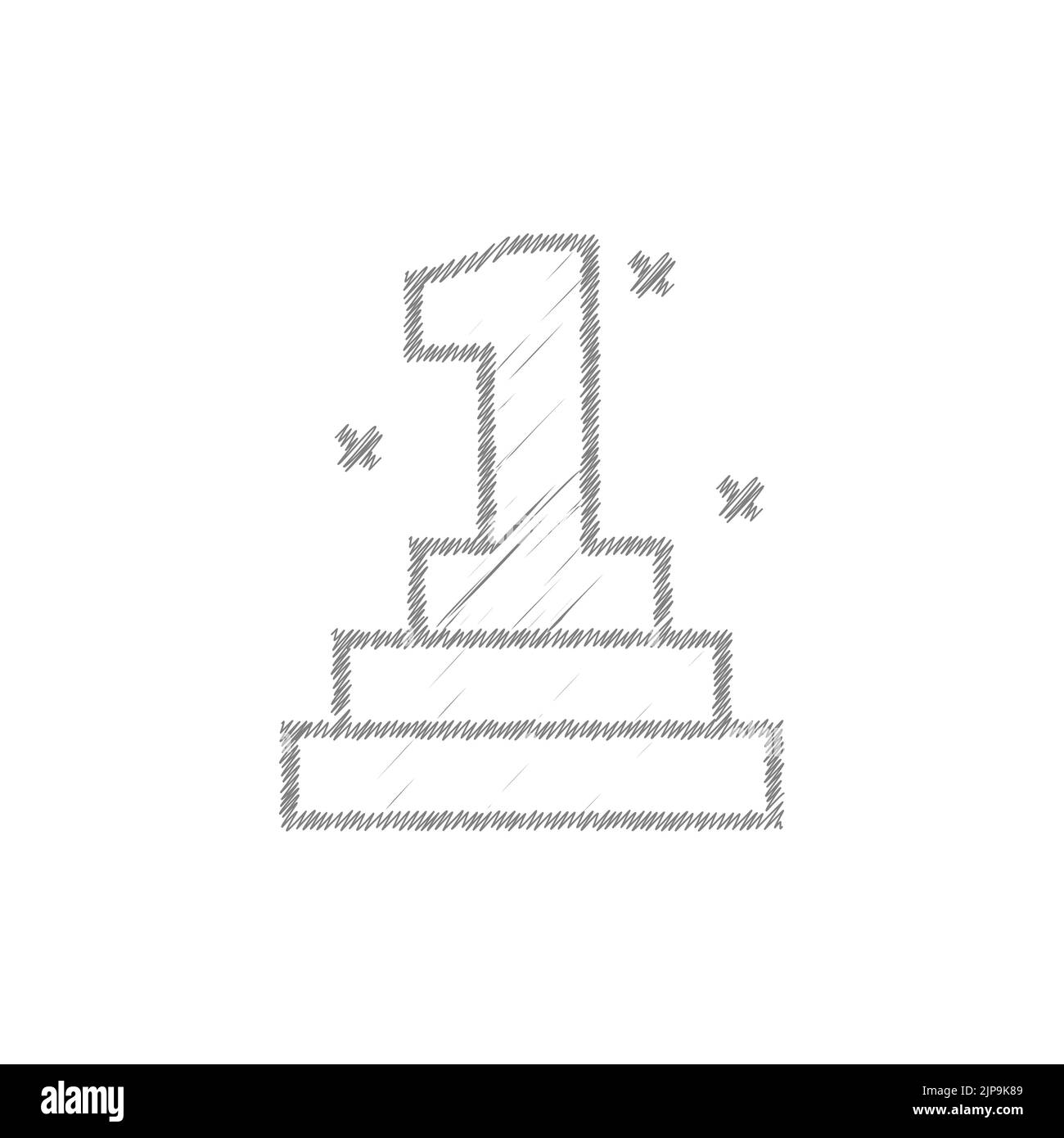 First place grey sketch vector icon. Success symbol award champion ...