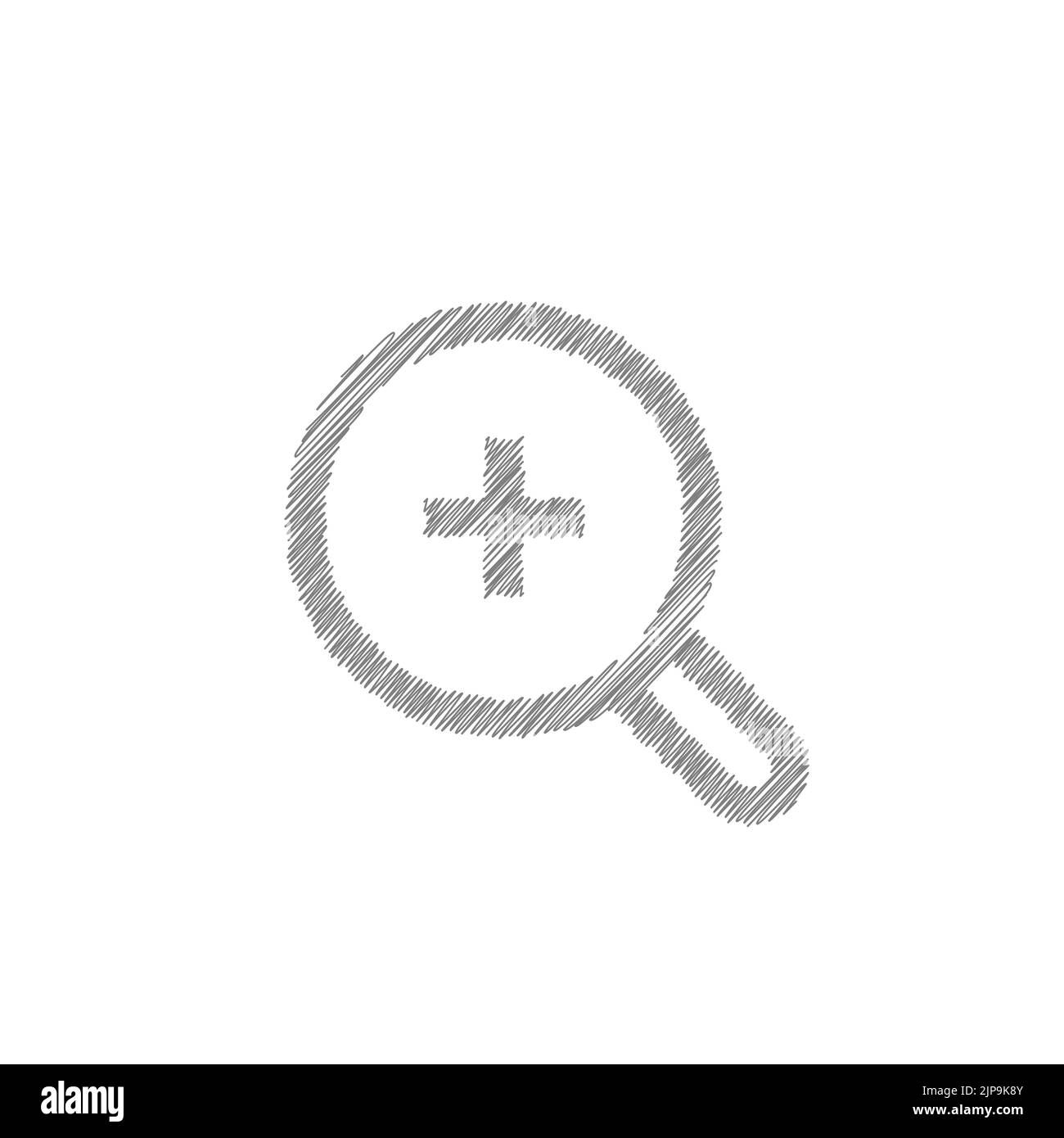 Zoom grey sketch vector icon. Magnifying search sign. Flat trendy ...