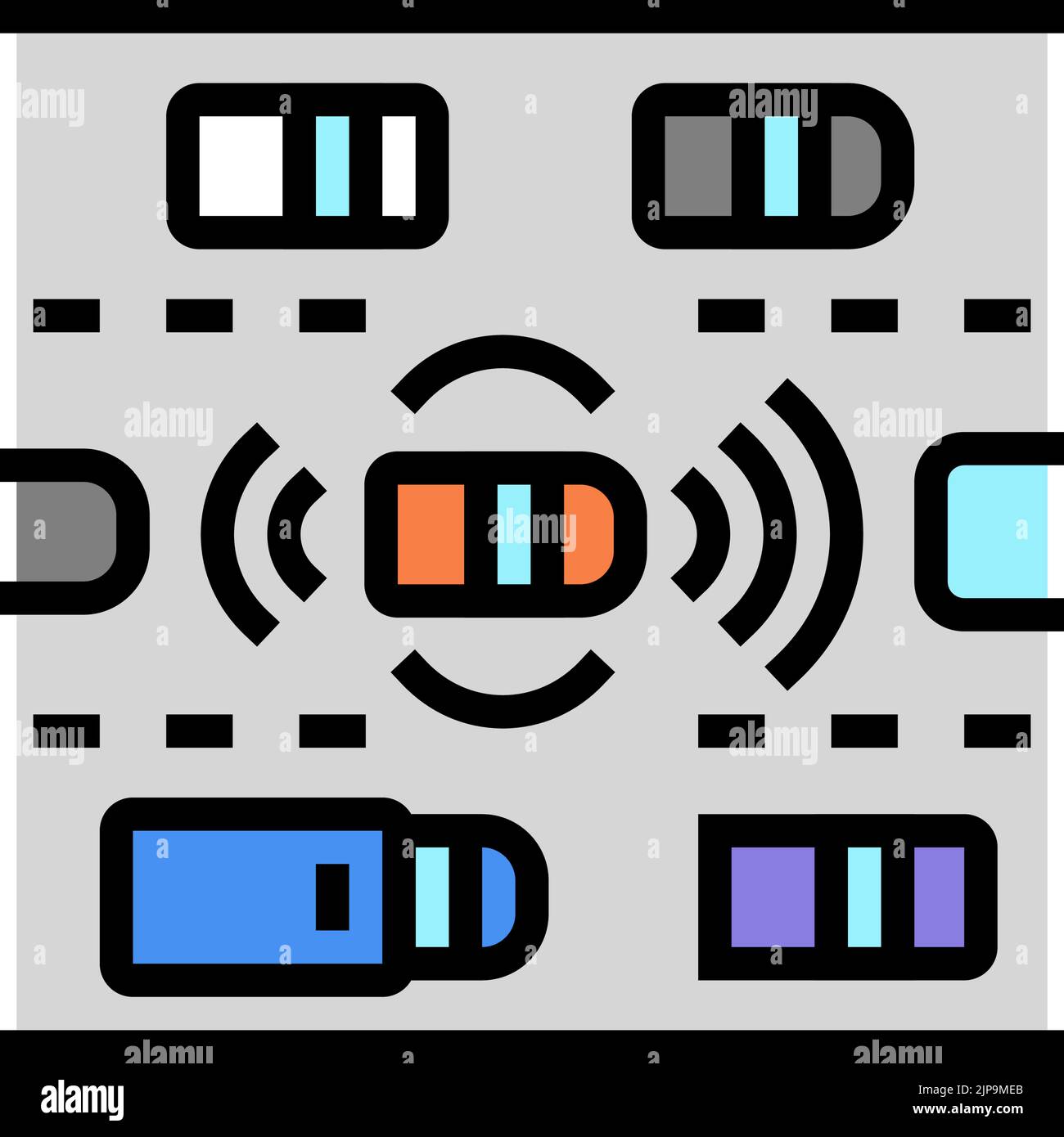 road sensing self vehicle color icon vector illustration Stock Vector ...