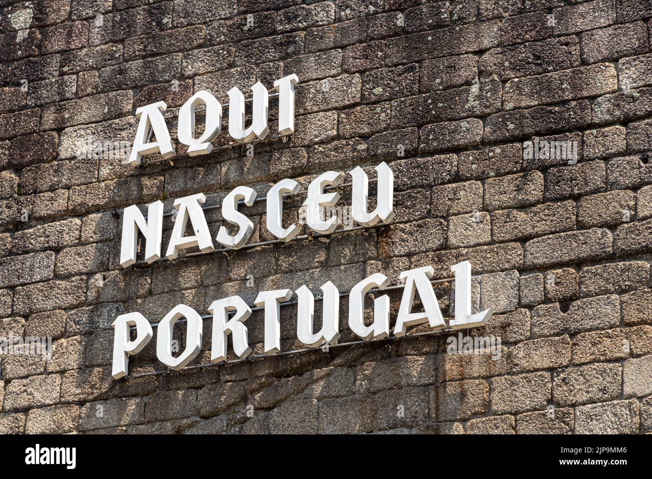 Guimaraes, Portugal. The famous sign of Aqui Nasceu Portugal (Portugal ...