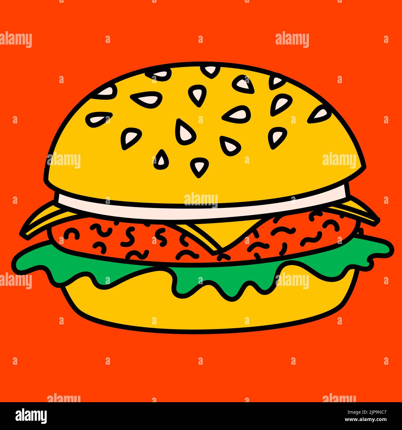 Cartoon vector funny cute Comic characters, burger Stock Vector Image ...