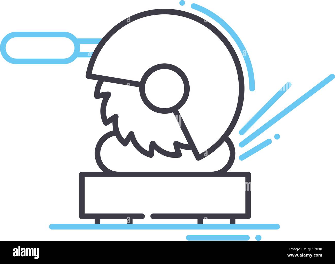 steel cut off machine line icon, outline symbol, vector illustration ...