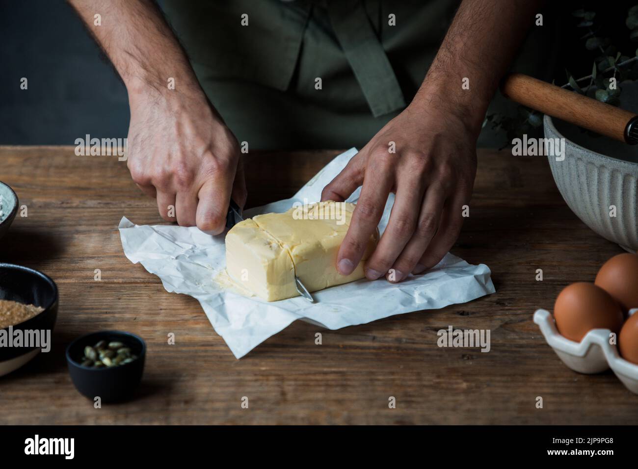 cutting, butter, baking ingredients, butters, ingredient Stock Photo ...