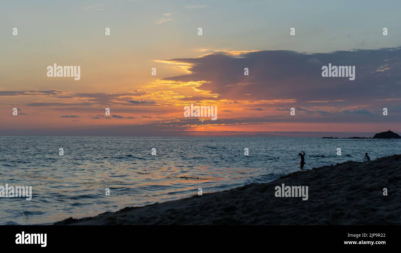 Beautiful sunset on the beaches of Laguna Beach in Orange County in ...