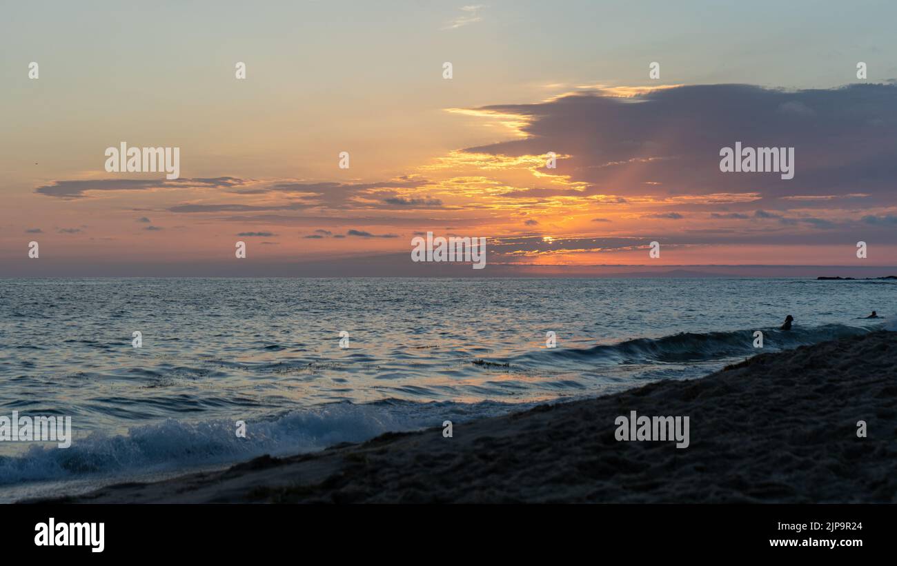 Beautiful sunset on the beaches of Laguna Beach in Orange County in ...