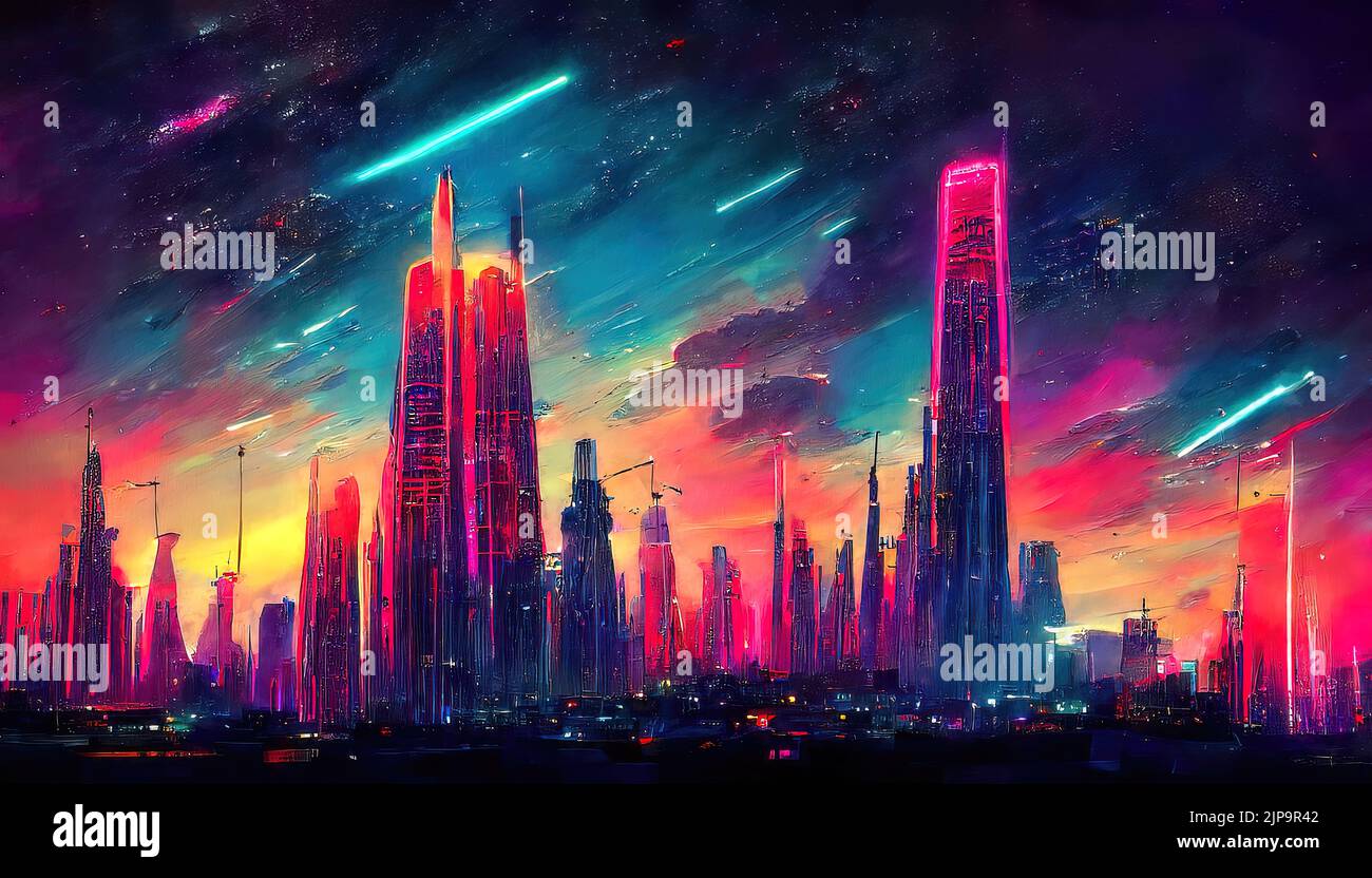 Sunset city illustration hi-res stock photography and images - Alamy