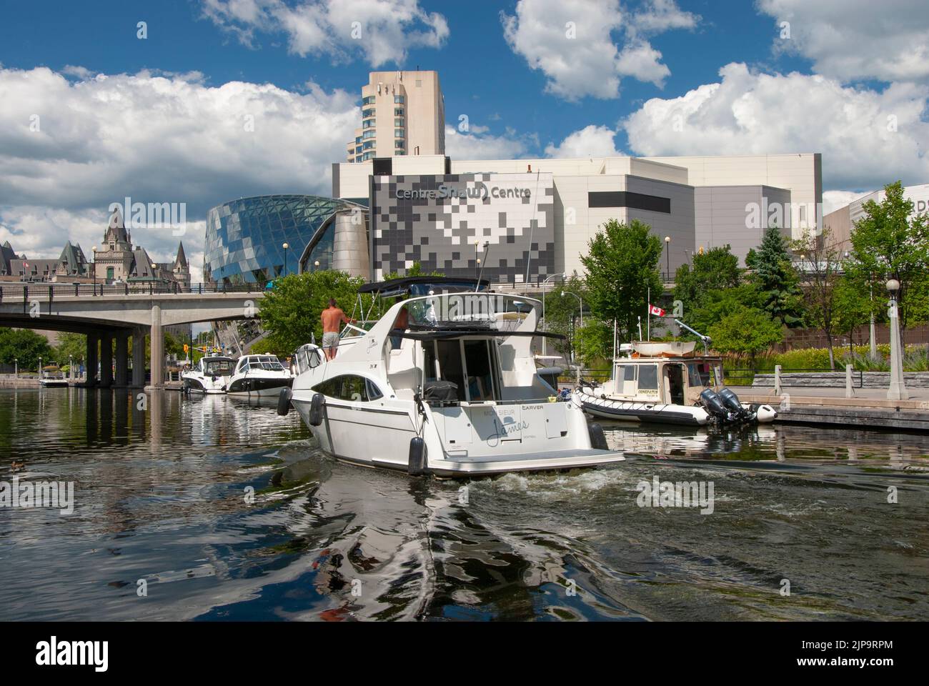 Boats on the Rideau Canal and Downtown Skyline, Ottawa, Ontario, Canada ...