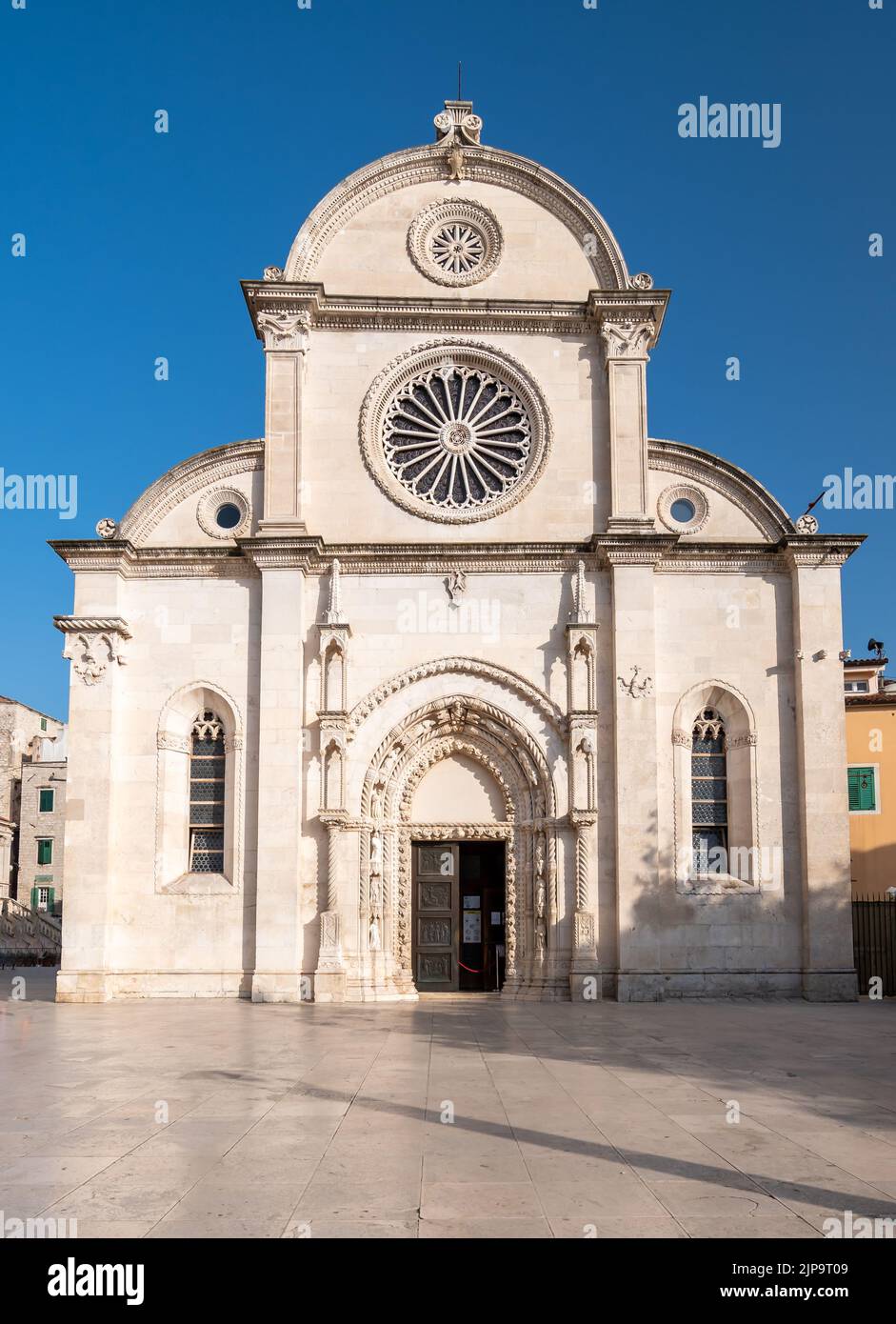 Cathedral of St James at center of city Sibenik, Croatia. UNESCO ...