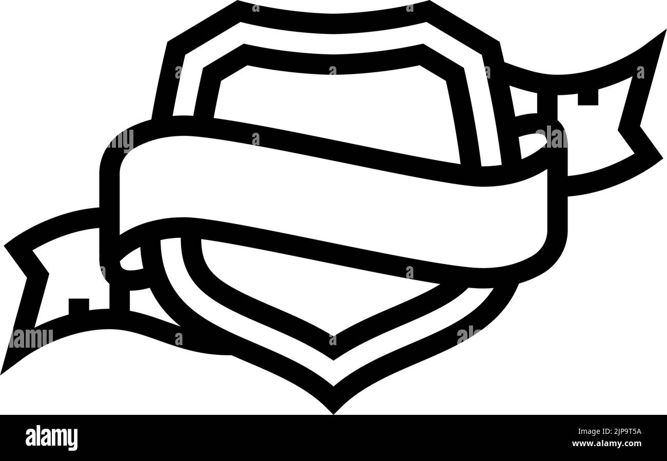 emblem ribbon banner design line icon vector illustration Stock Vector ...