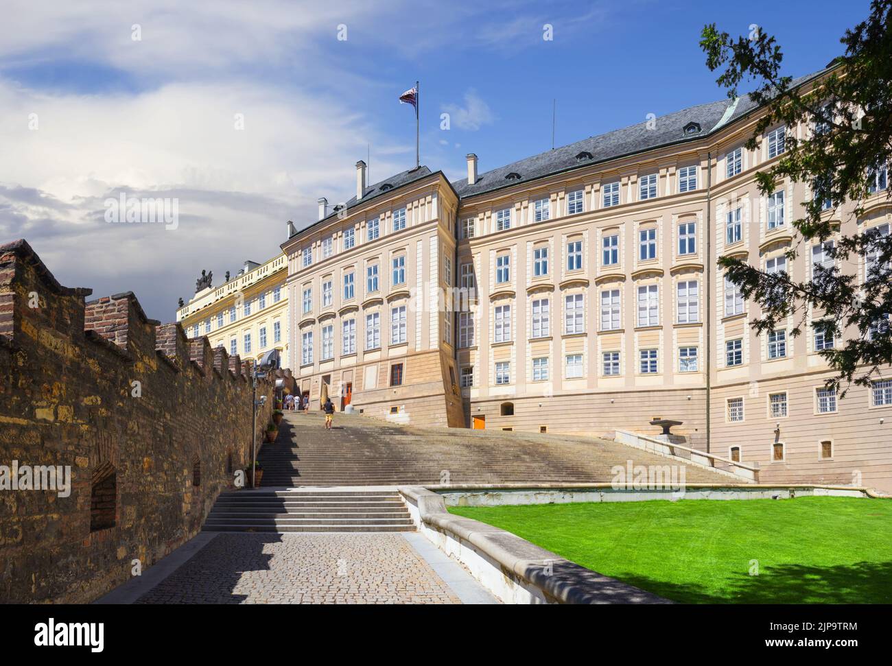 Staircase in the Garden of Eden in Prague Castle in summer sunny day ...