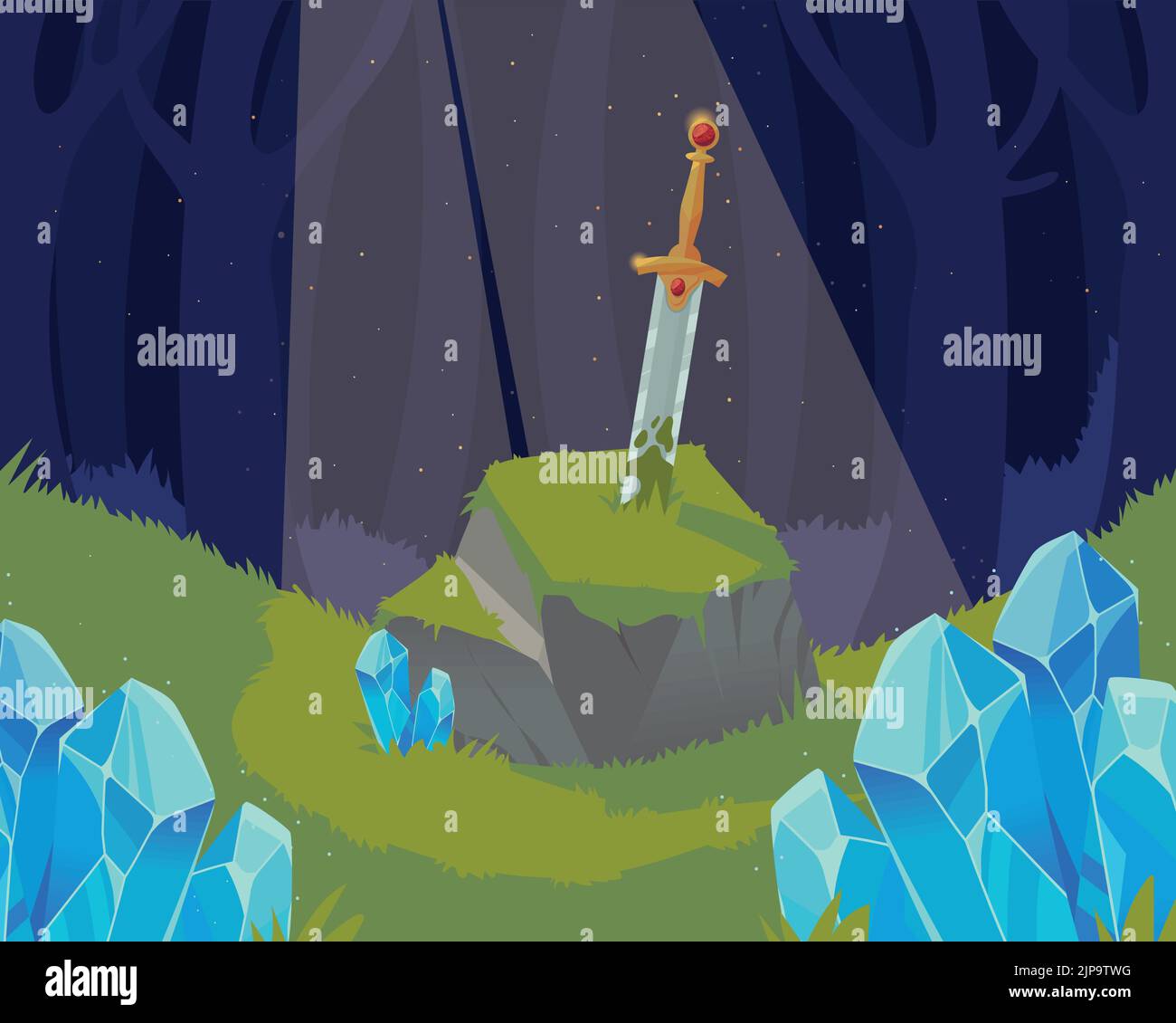 enchanted forest sword in stone Stock Vector Image & Art - Alamy