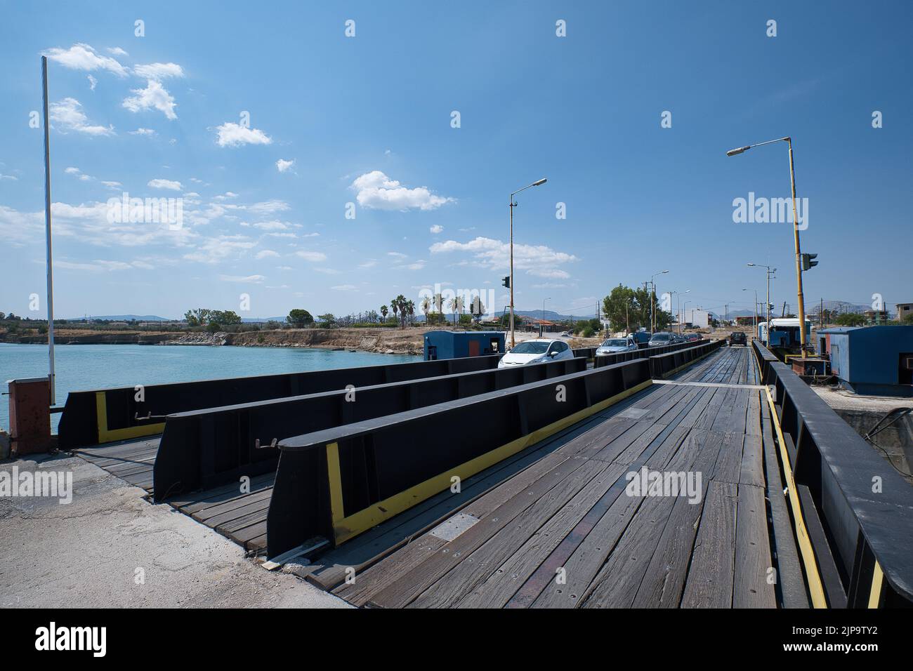 submersible Bridge at the entrance to the Corinth Canal in Greece in ...