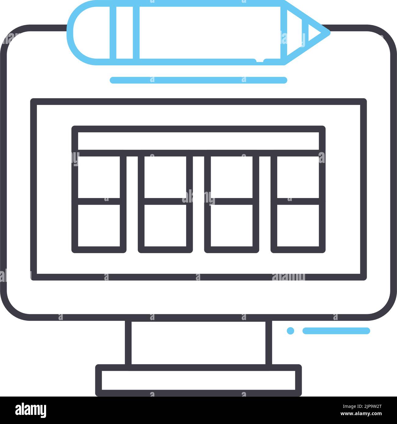 production shedule line icon, outline symbol, vector illustration ...