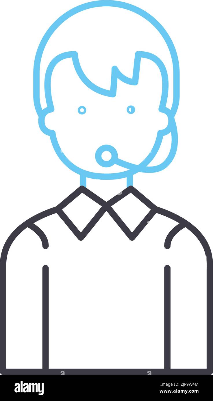 operator avatar line icon, outline symbol, vector illustration, concept ...