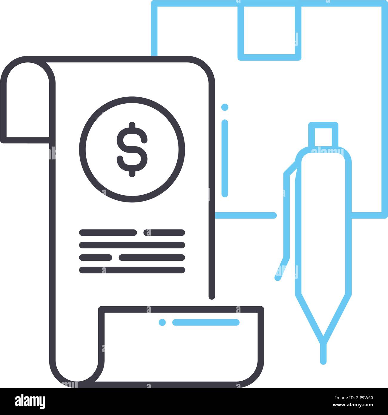 receipt line icon, outline symbol, vector illustration, concept sign ...