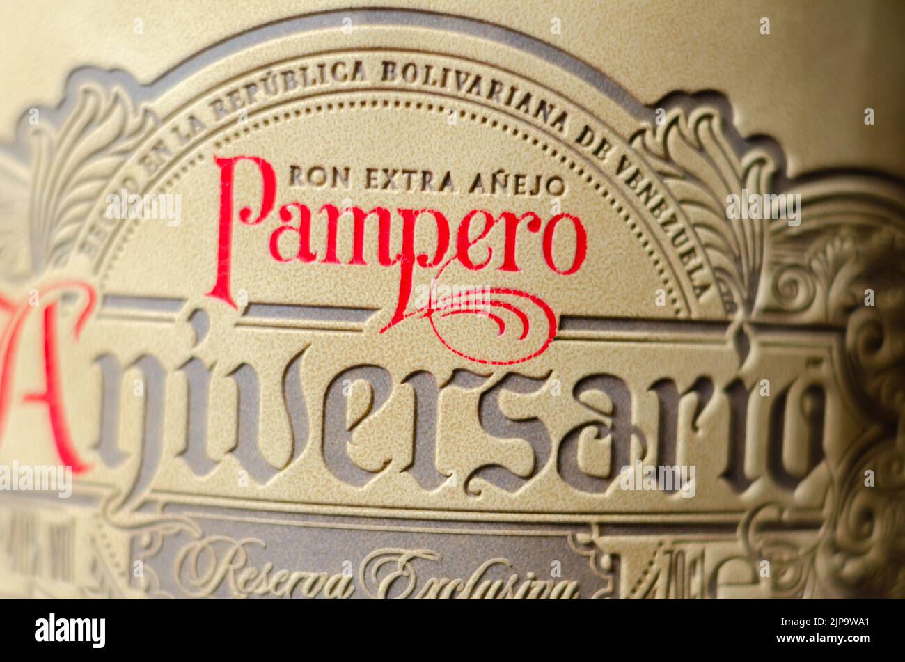 LONDON, UNITED KINGDOM - JUNE 28, 2022 The bottle Ron Pampero ...