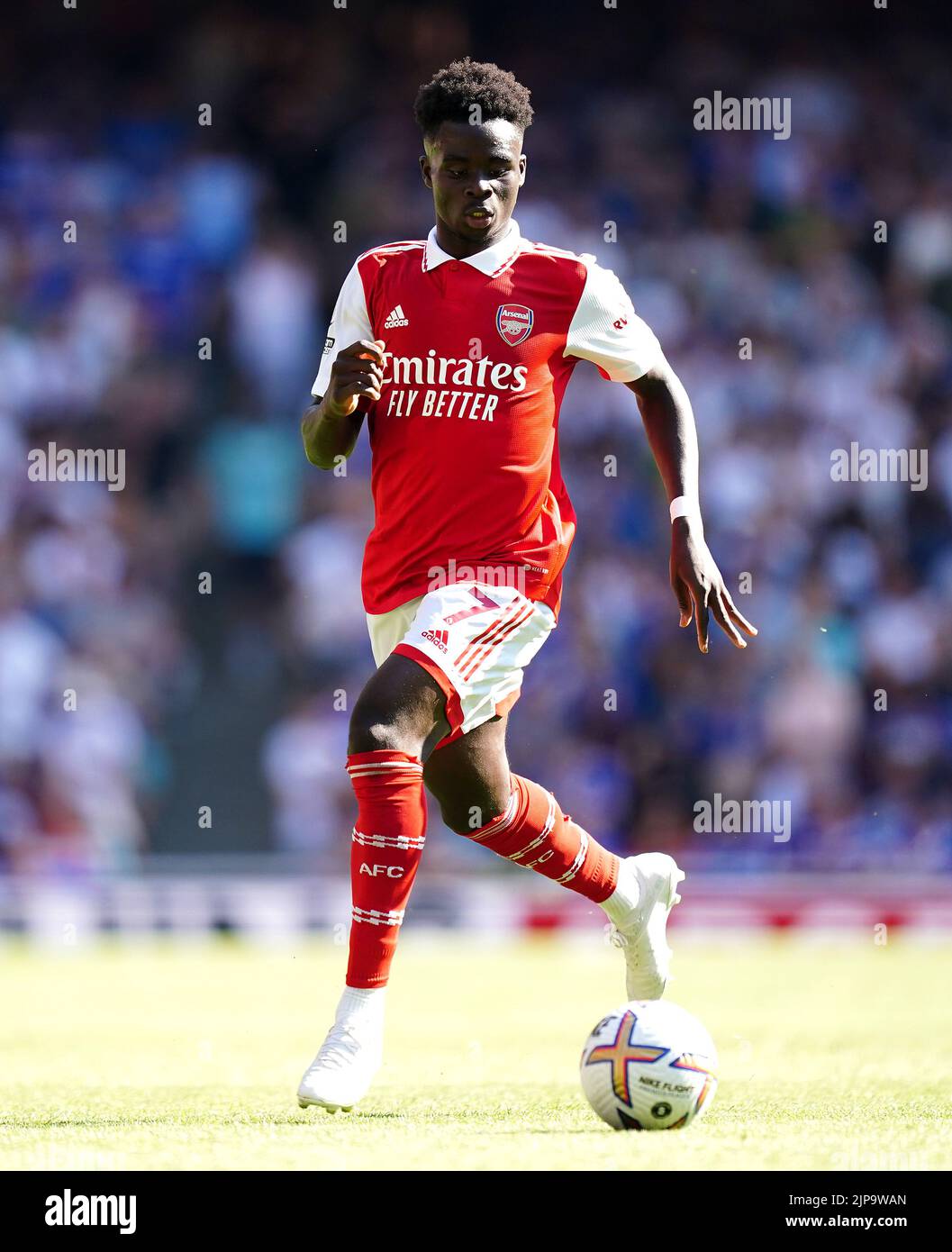 Arsenal's Bukayo Saka in action during the Premier League match at the ...